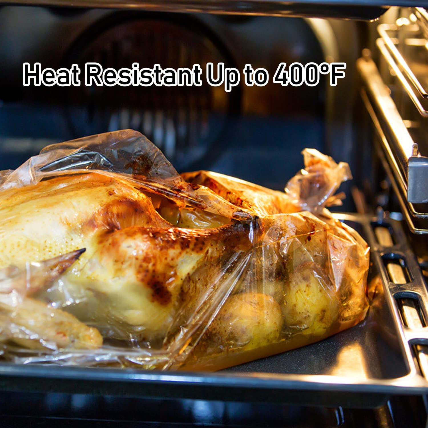 WRAPOK Oven Cooking Bags Small Size Roasting Baking Bag for Meats Ham Ribs Poultry Seafood on Thanksgiving, 10 x 15 Inch - 40 Bags Total(Pack of 5)