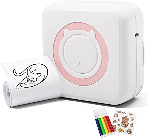 BIGFOX Mini Printer, Inkless Thermal Portable Printer Built-in 1200mAh Battery Wireless Bluetooth Photo Printer Sticker Maker Machine Label Receipt Printer Handheld Compatible with iOS/Android