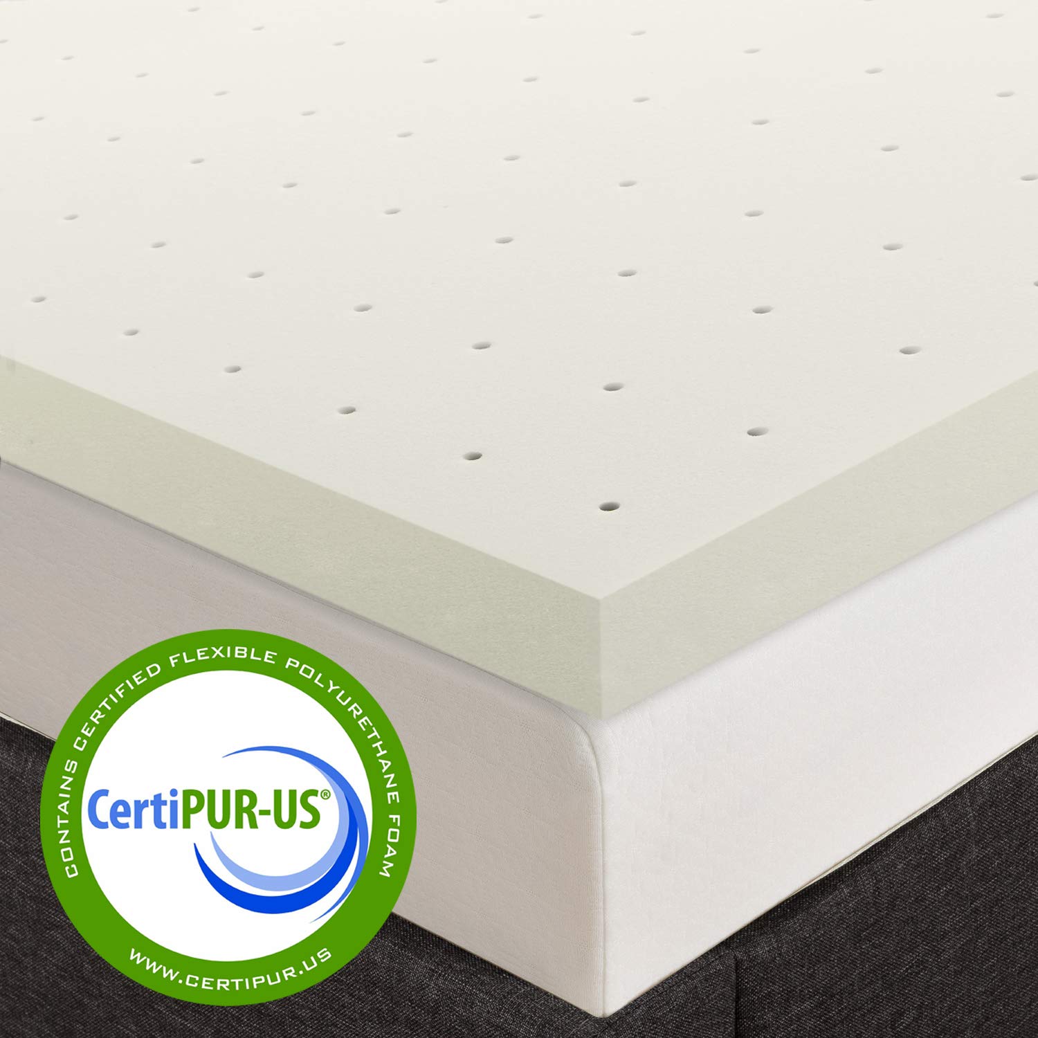 Best Price Mattress 2 Inch Ventilated Memory Foam Mattress Topper, CertiPUR-US Certified, Short Queen,White