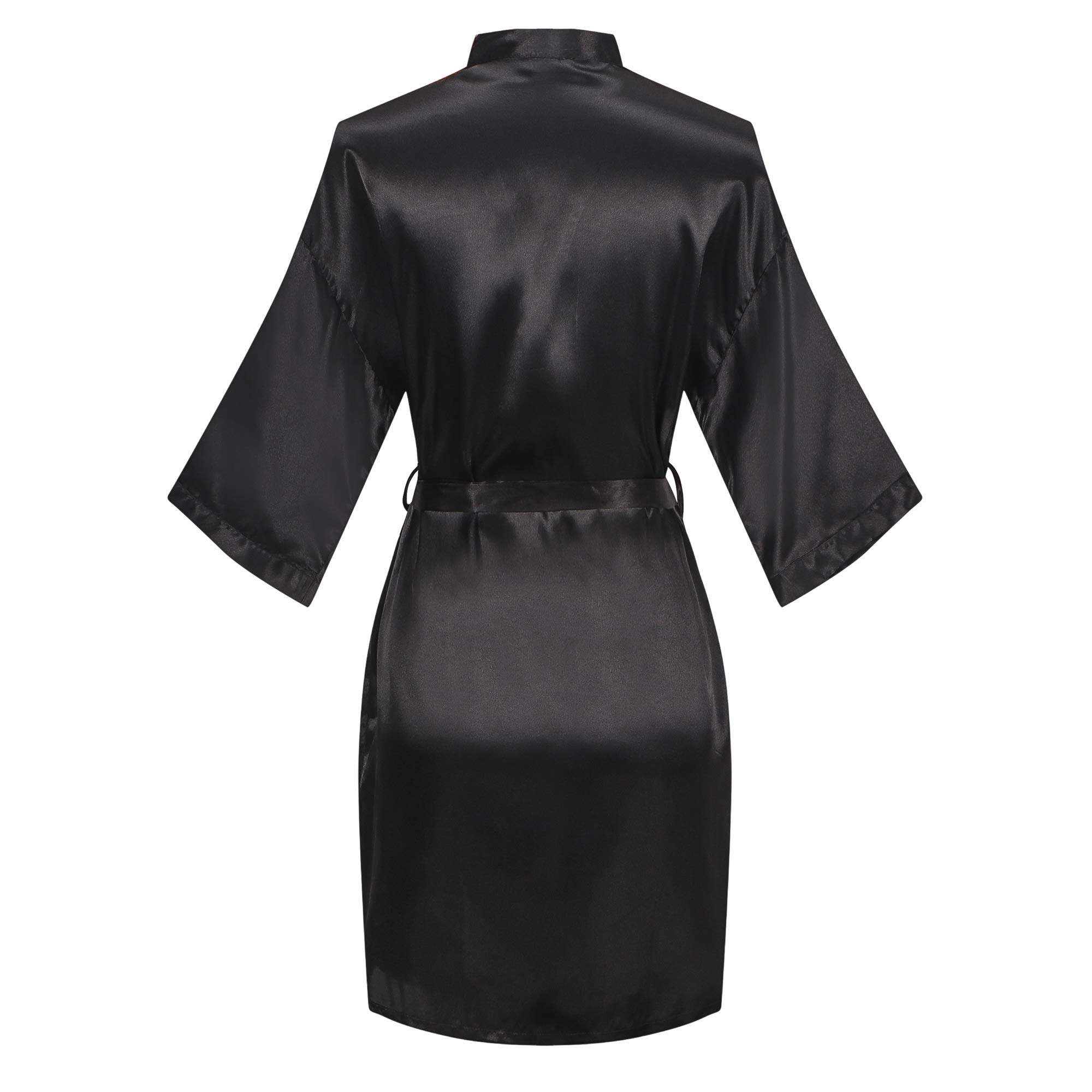 ExpressBuyNow Women's Kimono Robe Short ,pure color-Black ,XX-Large