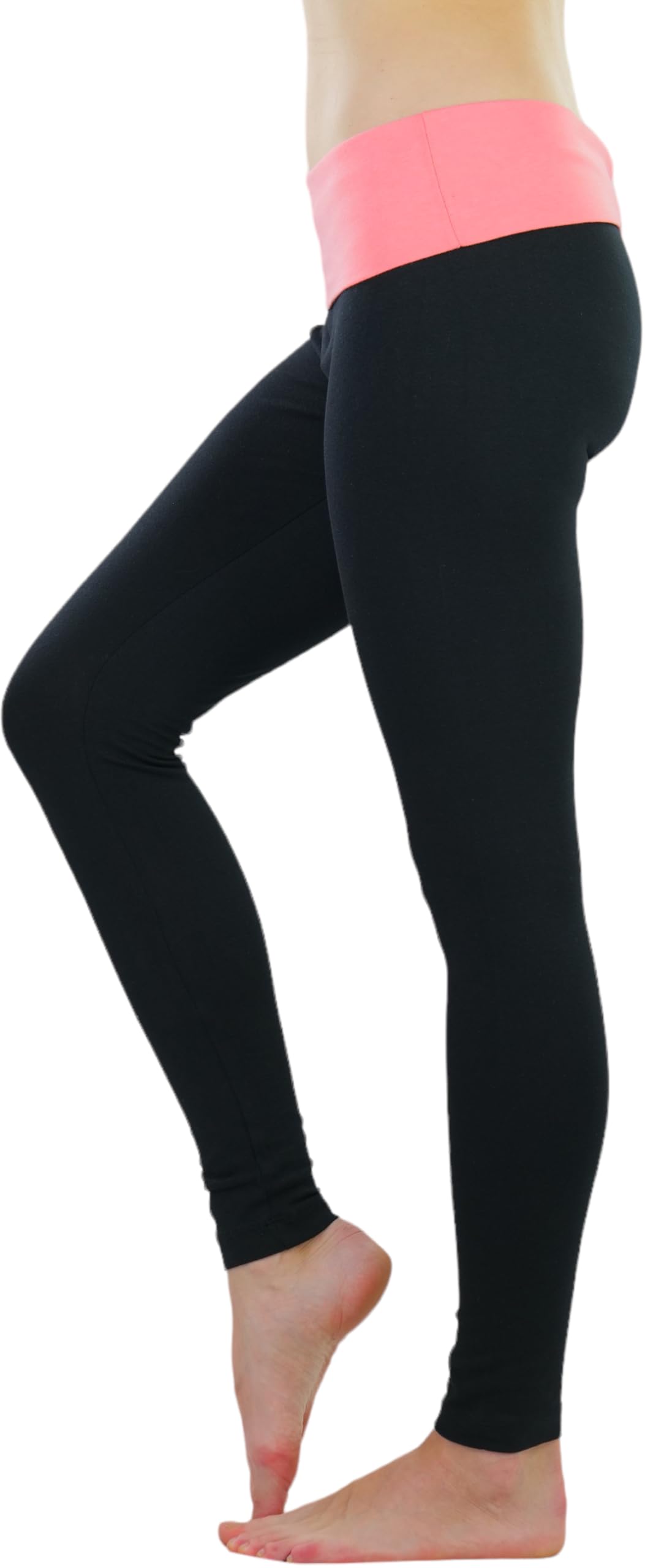ToBeInStyle Women's Active Pants with Fold-Over Waistband - Coral - Large