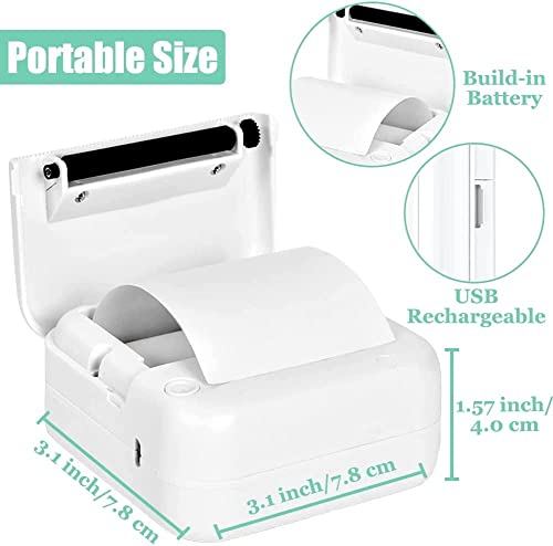 BIGFOX Mini Printer, Inkless Thermal Portable Printer Built-in 1200mAh Battery Wireless Bluetooth Photo Printer Sticker Maker Machine Label Receipt Printer Handheld Compatible with iOS/Android