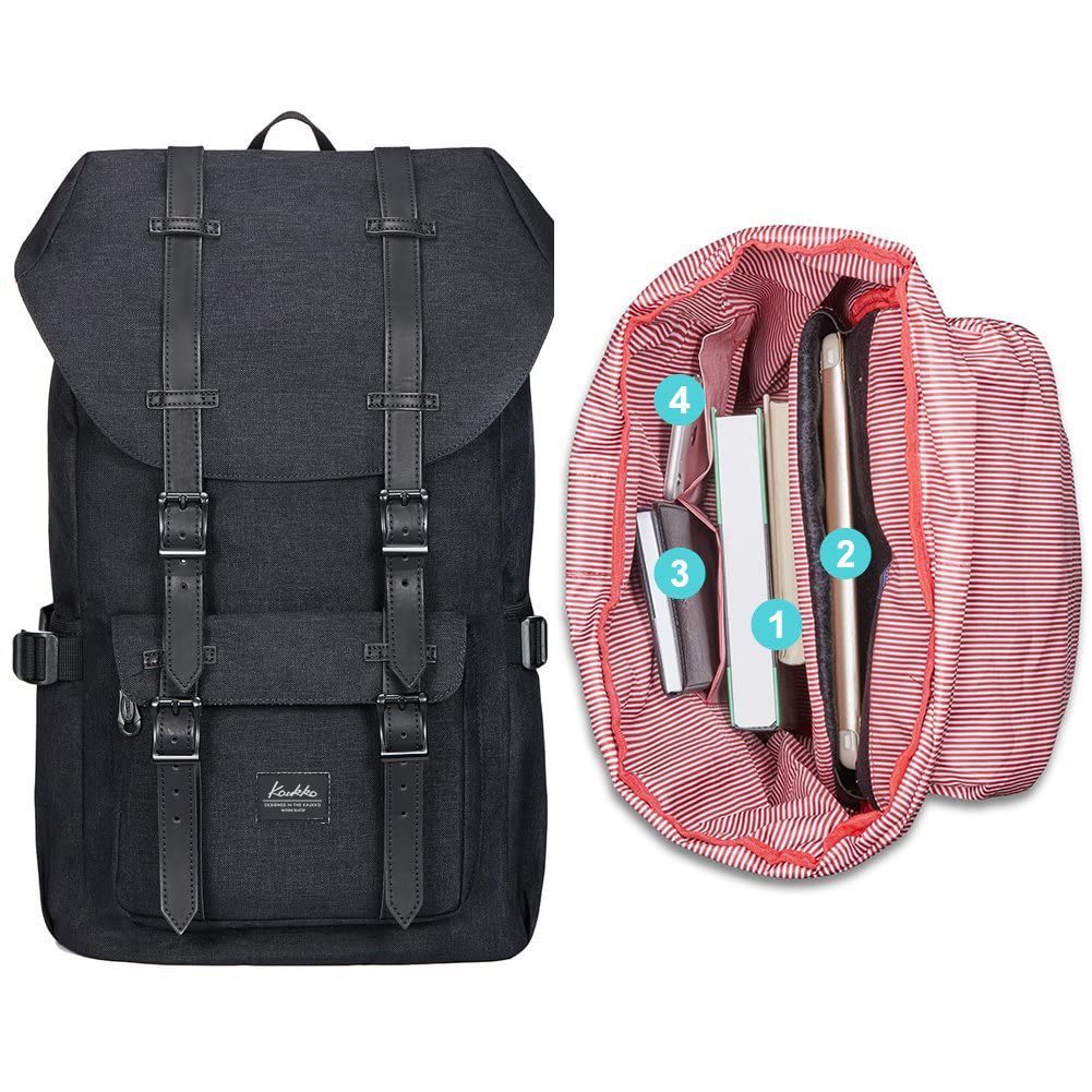 Travel Laptop Backpack, Outdoor Rucksack, School backpack Fits 15.6(Linen Black)
