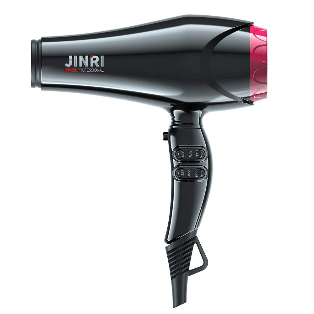 JINRI 1875W Negative Ionic Hair Dryer, Professional Salon Blow Dryer, Low Noise Fast Drying & Powerful AC Motor and Diffuser Comb for Men Women,3 Heat & 2 Speed Settings