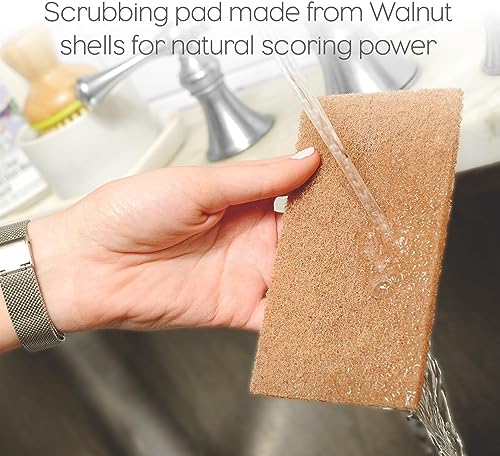 Full Circle Neat Nut Walnut Shell Scouring Pads, Non-Scratch, Set of 3 (Pack of 6)