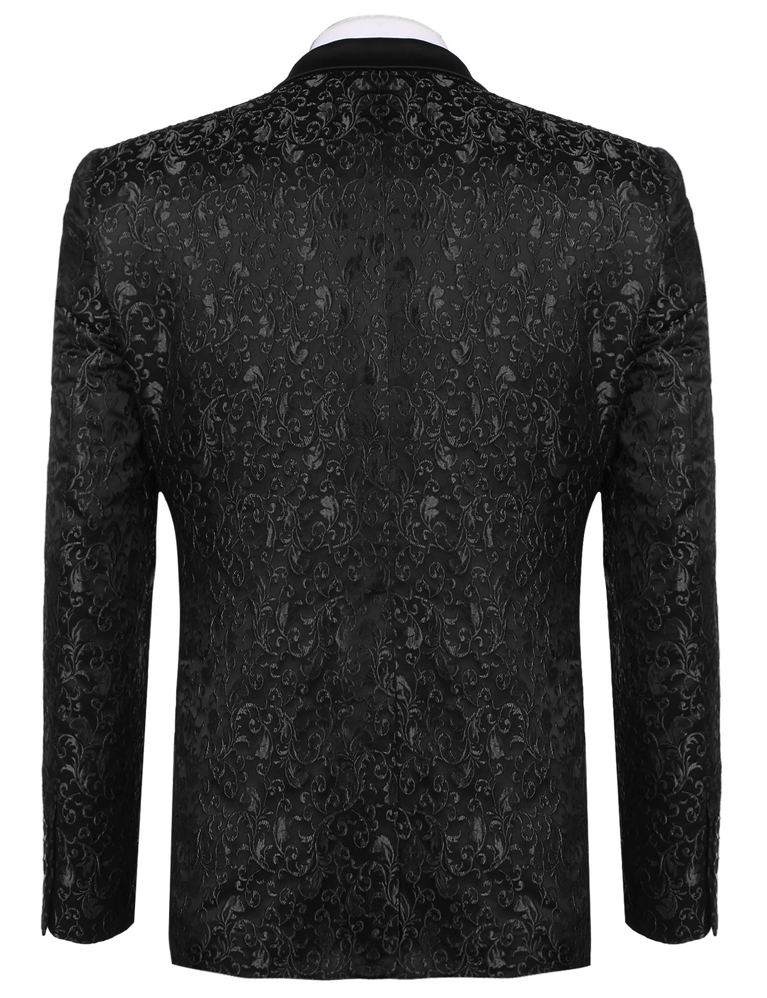 COOFANDY Men's Floral Party Dress Suit Stylish Dinner Jacket Wedding Blazer One Button Tuxdeo Black US S