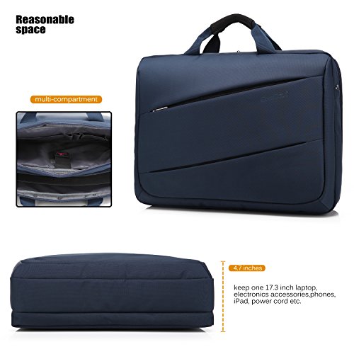 CoolBELL 17.3 inch Laptop Messenger Bag Multi-functional Briefcase Multi-compartment Handbag Include shoulder strap For Macbook/Acer/HP/Dell Alienware/Lenovo/Men/Women (Blue)
