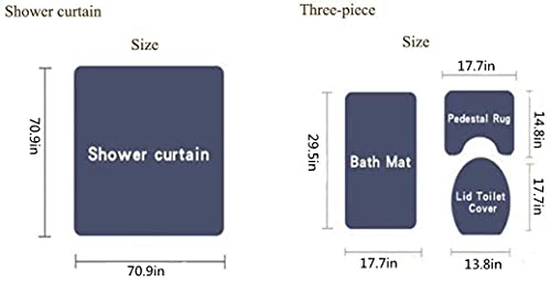 jieprom 4PCS Blue Rose and Leopard Shower Curtain Set with Non-Slip Rugs, Toilet Lid Cover and Bath Mat, Animal Shower Curtain with 12 Hooks, Durable Waterproof Bathroom Decor Set
