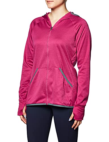 Hanes Women's Sport Performance Fleece Full Zip Hoodie, Fresh Berry Heather/Dada Grey Binding, M