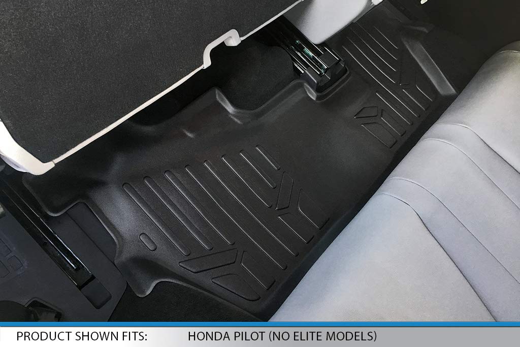 MAXLINER Custom Fit Floor Mats 3 Row Liner Set Black for 2016-2021 Honda Pilot 8 Passenger Model (No Elite Models)