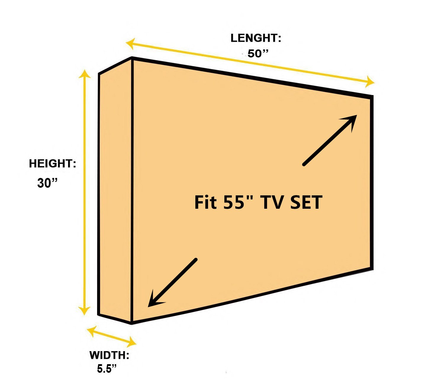 acoveritt Outdoor 55" TV Set Cover,Scratch Resistant Liner Protect LED Screen Best-Compatible with Standard Mounts and Stands (Black)