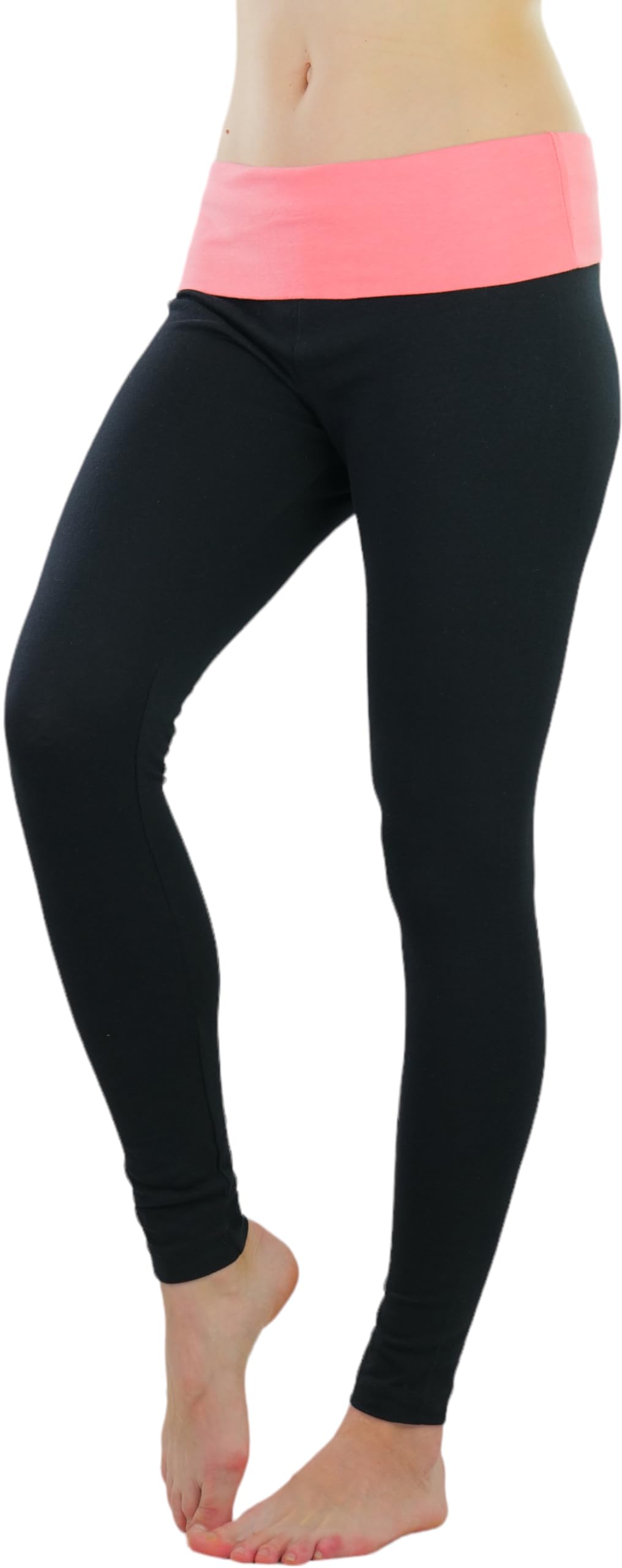 ToBeInStyle Women's Active Pants with Fold-Over Waistband - Coral - Large