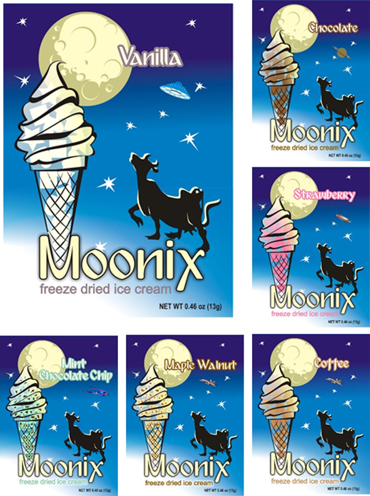 Moonix Freeze Dried Ice Cream. Variety pack. 10ct (Best Sellers)