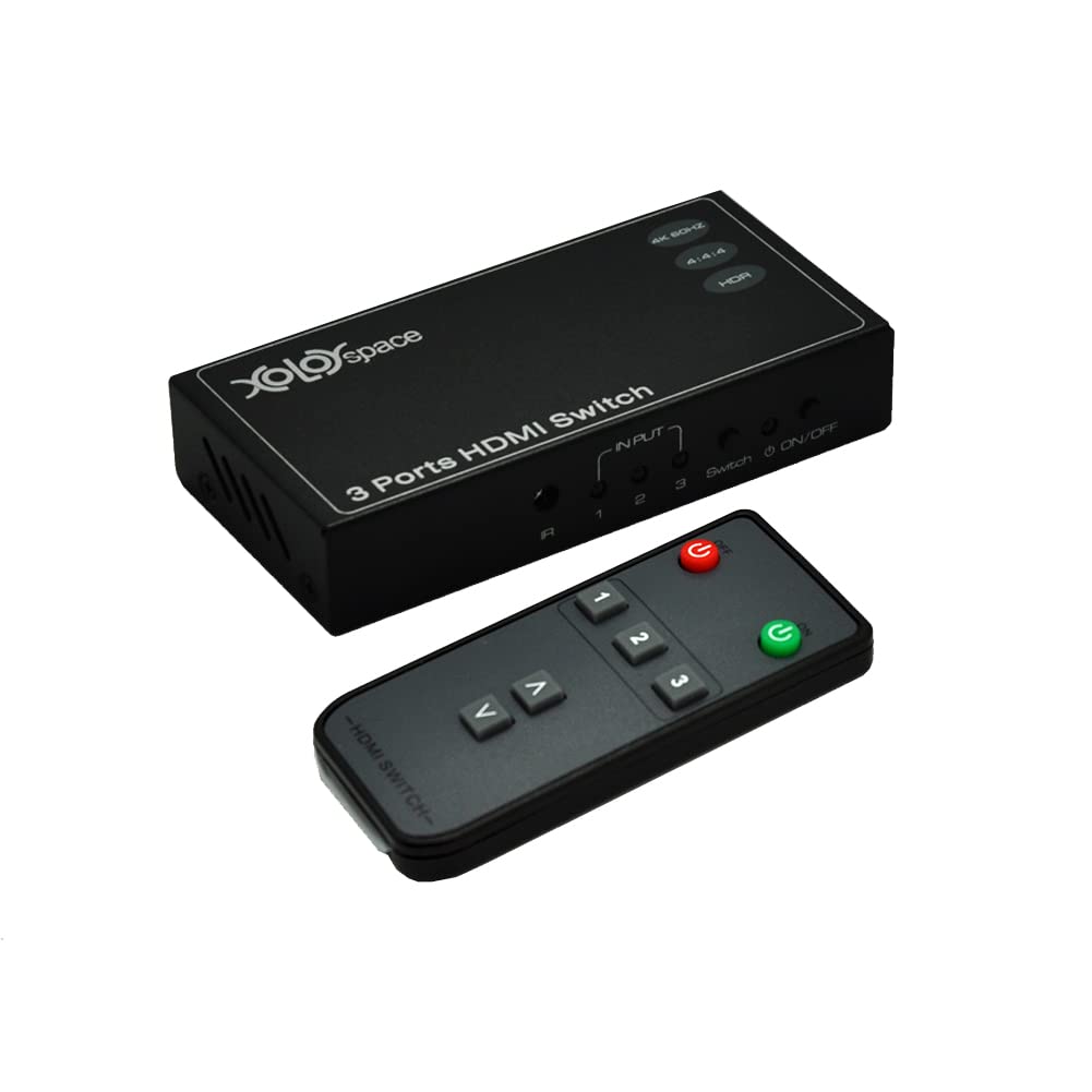 XOLORspace HDMI Switch Perfect Compatible with PS 4 PRO, Xbox One S Supports 4k 60HZ 4:4:4 8bit, Compliant with HDCP 2.2 (4K 3X1)