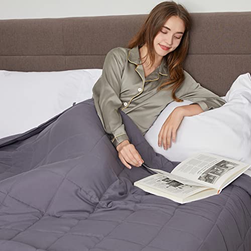 TOPCEE Weighted Blanket (15lbs 48"x72" Twin Size) Cooling Breathable Heavy Blanket Microfiber Material with Glass Beads Big Blanket for Adult All-Season Summer Fall Winter Soft Thick Comfort Blanket