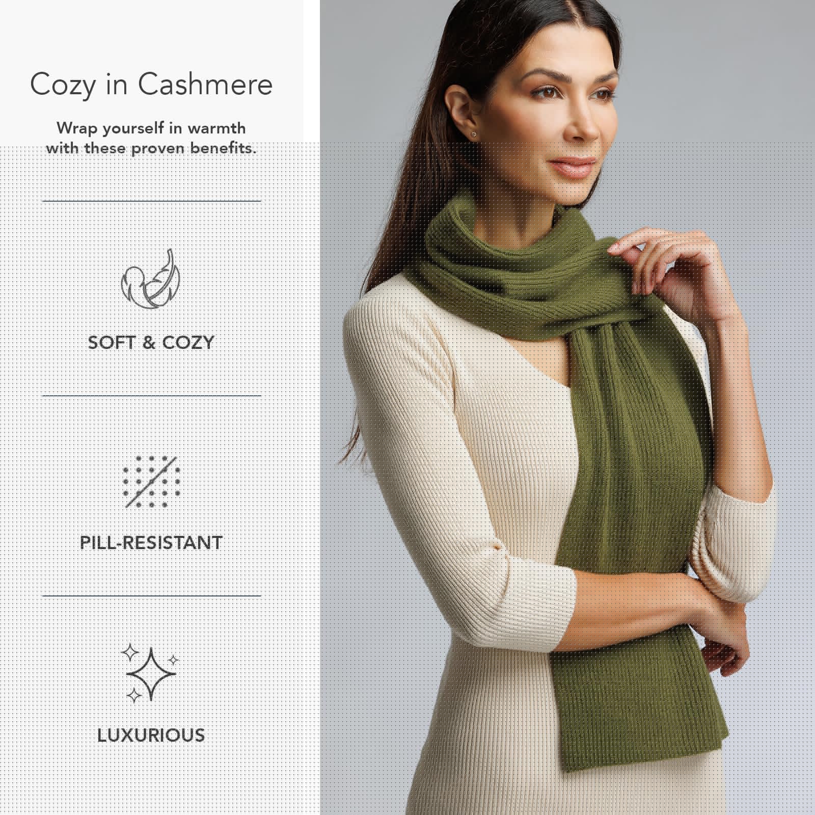 Fishers Finery Women's 100% Cashmere Ribbed Knit Scarf | Gift Box (Cream)