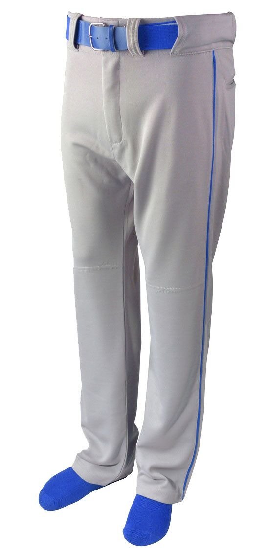 Martin Sports Youth Baseball Pants with Piping (Grey with Royal, Youth M)