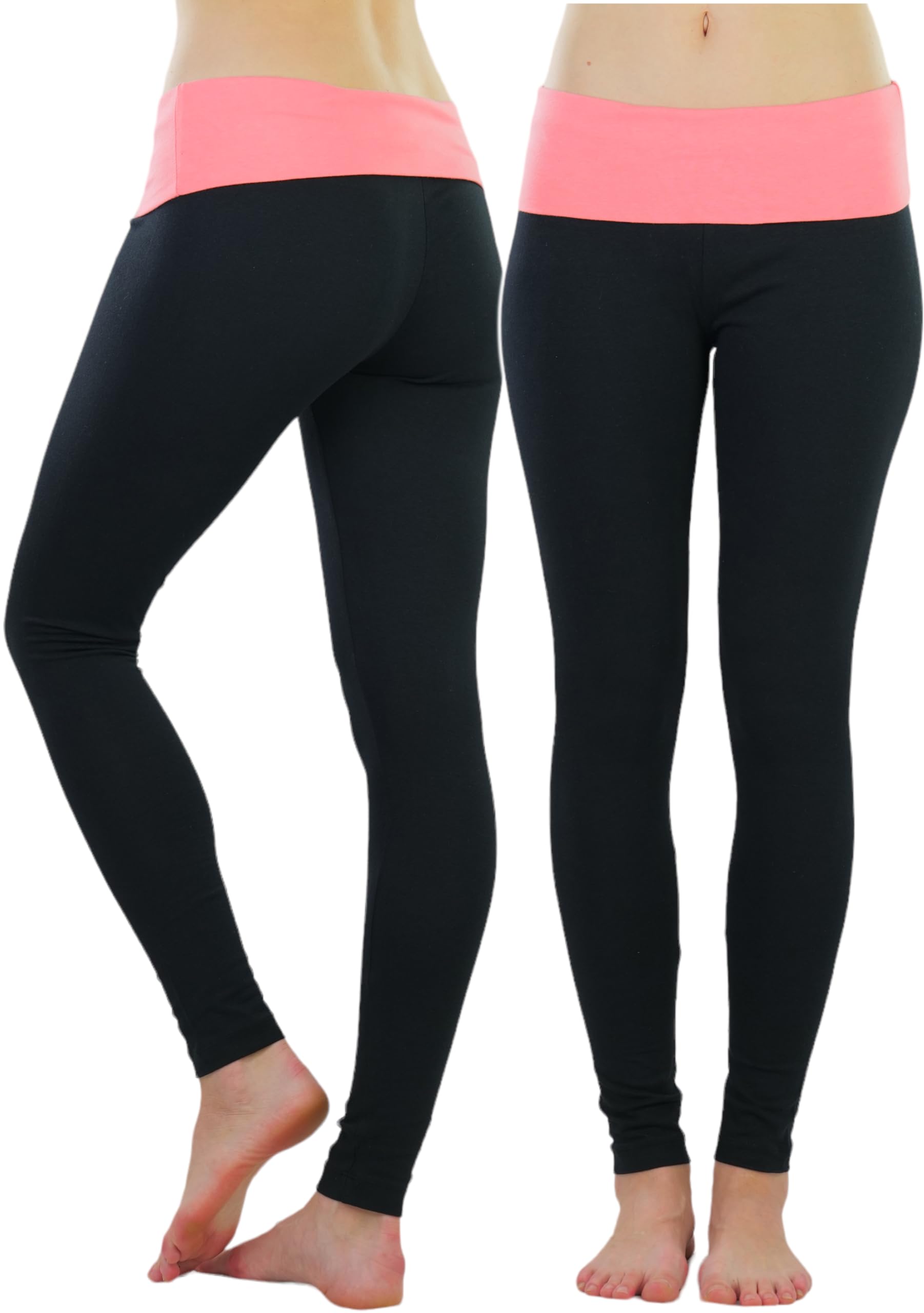 ToBeInStyle Women's Active Pants with Fold-Over Waistband - Coral - Large