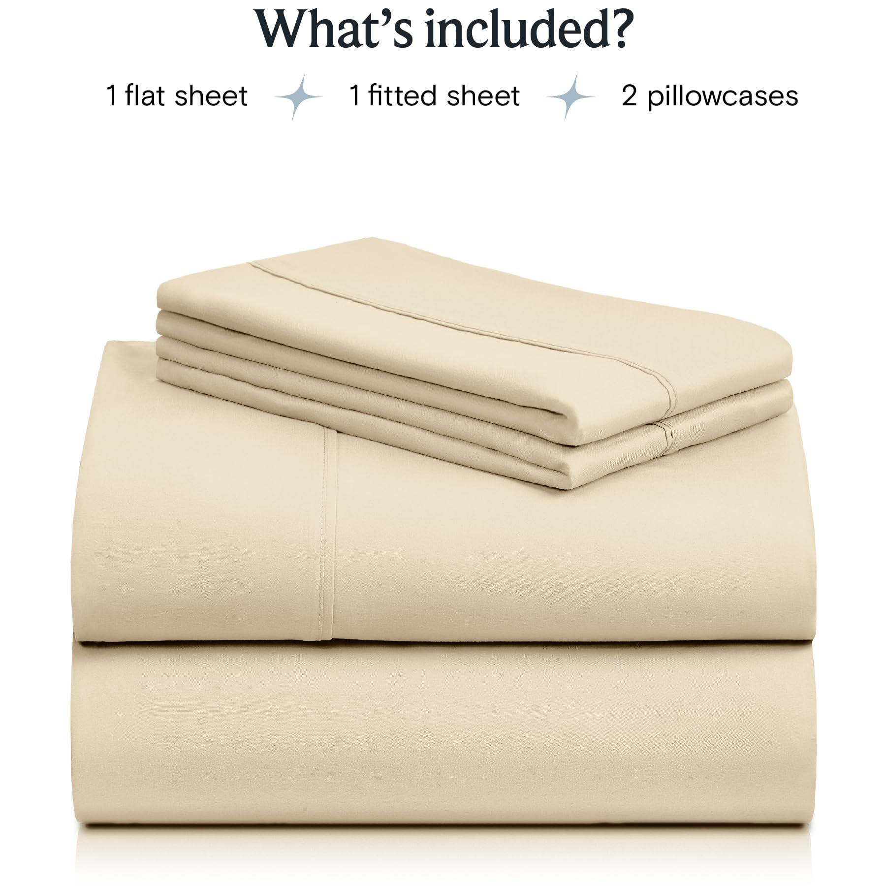 LuxClub 4 PC Full Size Sheet Set Deep Pockets 18" Wrinkle Free Cooling Sheets Machine Washable Hotel Bedding Silky Soft - Cream Full