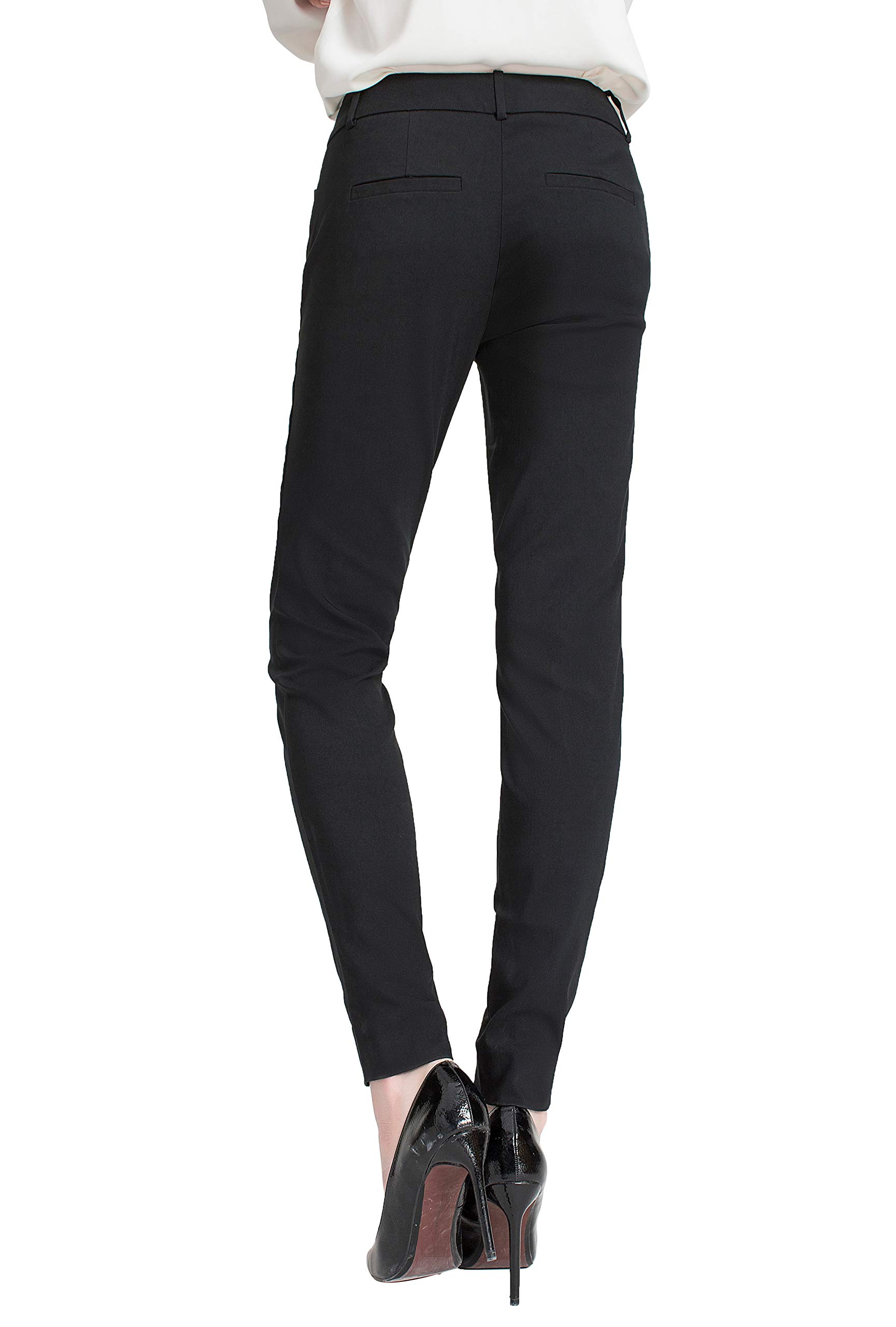 SATINATO Women's Wrinkle Free Stretch Dress Pants Work Slim Fit Trousers(0,Black)