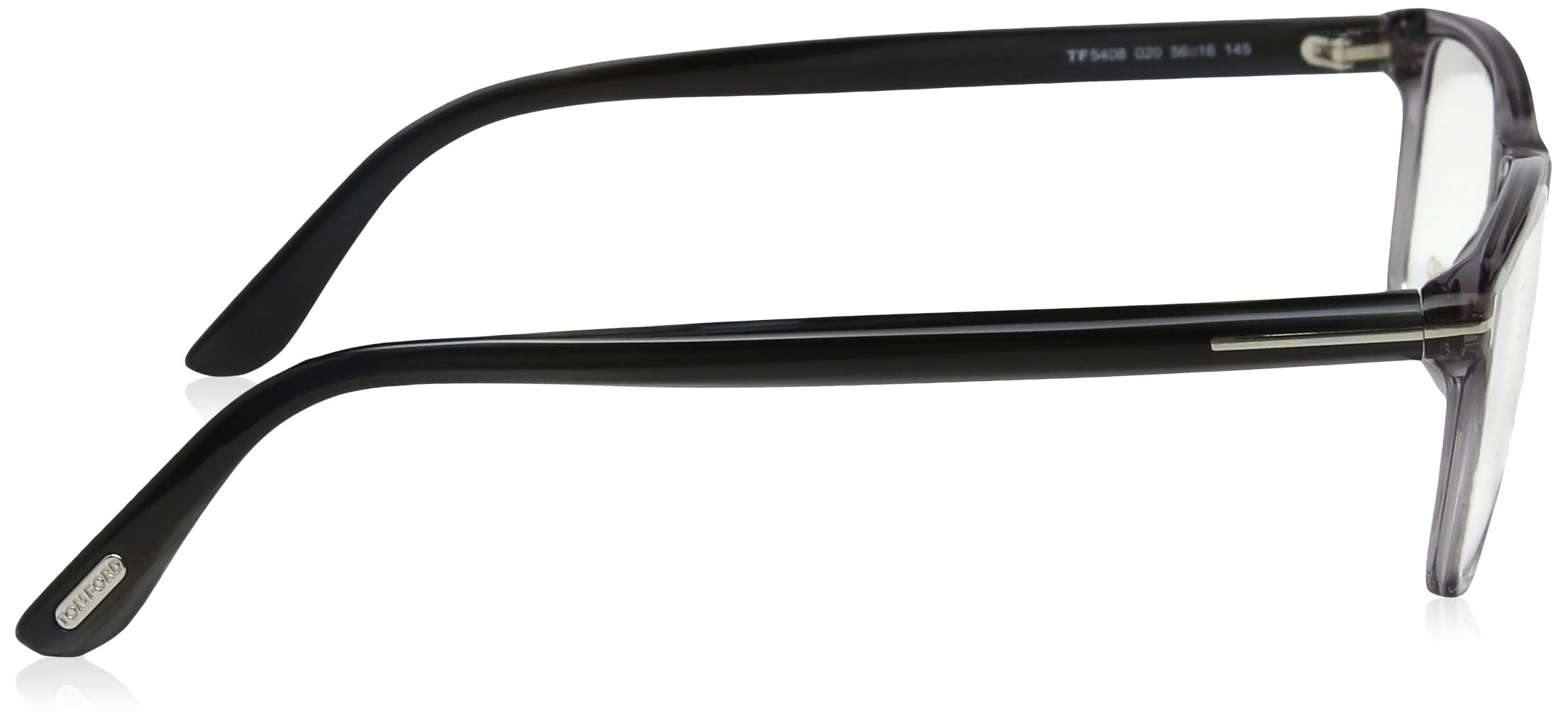 TOM FORD Men's TF 5408 Rectangular Eyeglasses 56mm, Transp. Grey, Grey Horn Effect Temples, Shiny Pall, 56/16/145