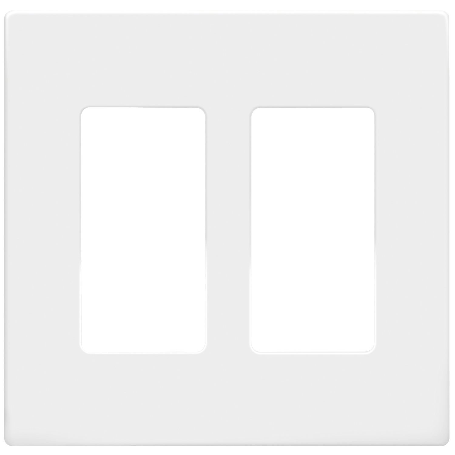 ENERLITES - SI8832-W-STICKER Screwless Decorator Wall Plates Child Safe Outlet Covers, Size 2-Gang 4.68" H x 4.73” L, Unbreakable Polycarbonate Thermoplastic, SI8832-W, Glossy, White