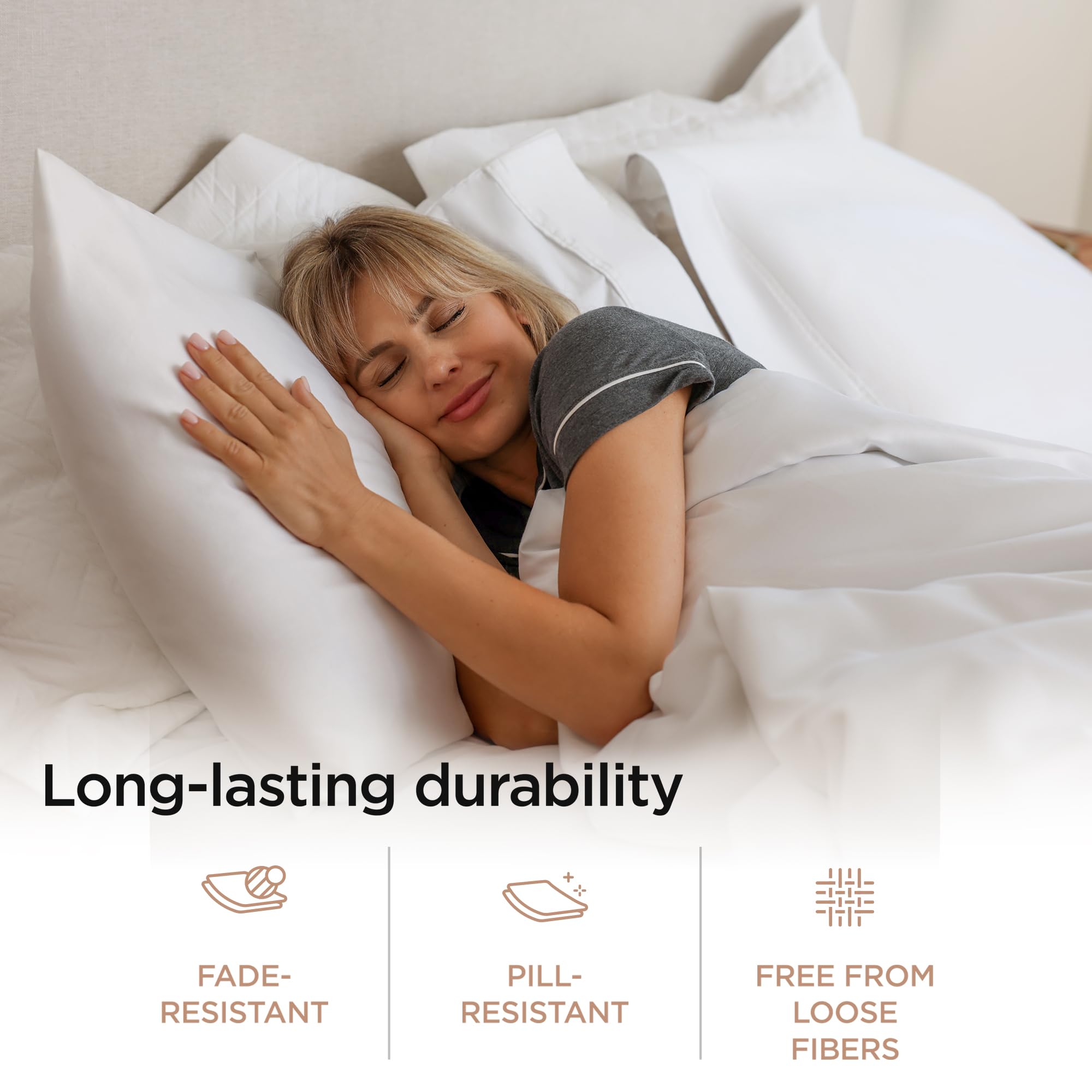 Threadmill Egyptian Cotton Twin Sheet Set | 100% Certified Egyptian Cotton Sheets for Twin Size Bed | Sateen Twin Bed Sheets Set 15" Deep Pocket | Soft Breathable 3-Piece Cooling Sheet Set | White