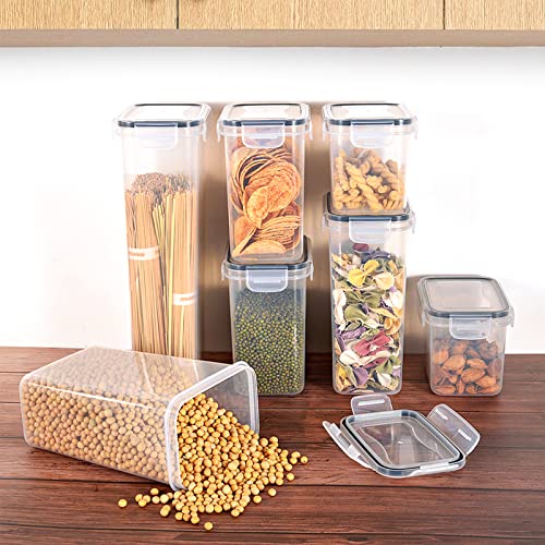 MDHAND Airtight Food Storage Containers Set with Lids Cereal Containers Storage, Kitchen Food Storage with Labels & Pen, BPA Free Stackable Food Containers Storage, 14 Pack(7 Containers + 7 Lids)