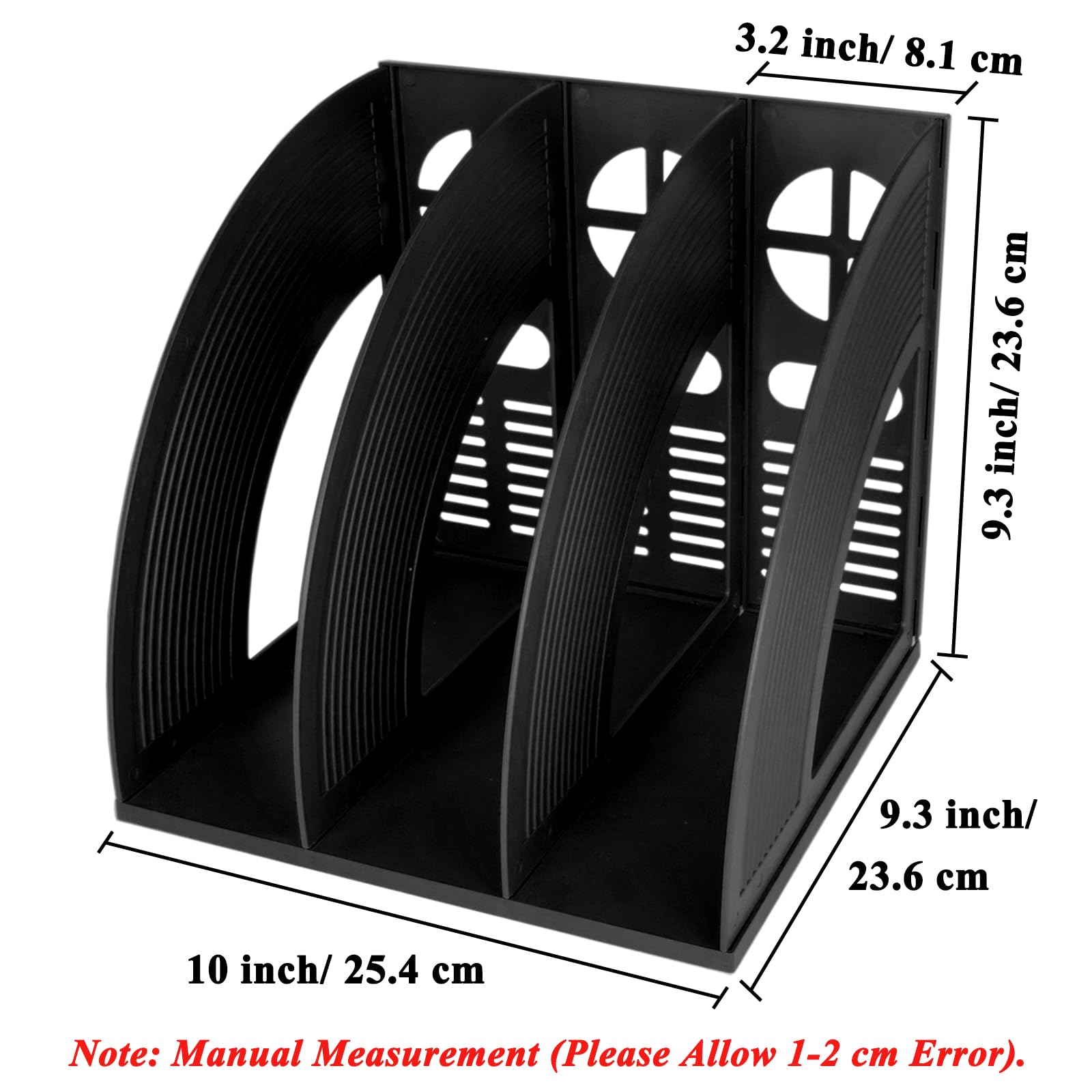 SAYEEC Magazine Holder Sturdy Binder Holder Desk File Sorter Plastic File Folder Organizer Stand Book Shelf Dividers Vertical Storage Rack Desktop Bookshelf Display Box for Office School Home (Black)
