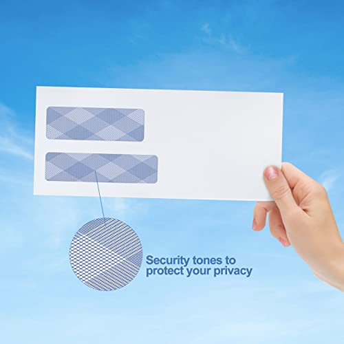 500 #9 Double Window Security Envelopes, PANDRI NO.9 Self Seal Envelopes Designed for Invoices and QuickBooks, Business Statements & Documents -Number 9 Size 3 7/8 Inch X 8 7/8 Inch - 24 LB