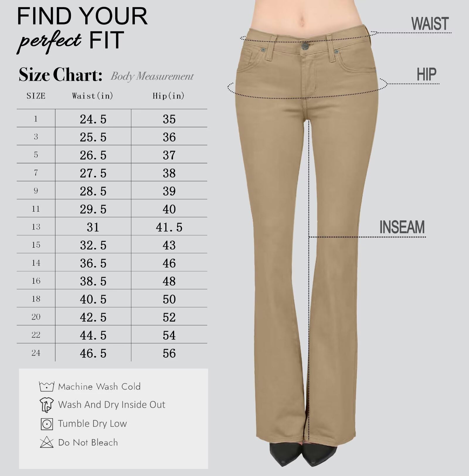 Hybrid & Company Women's Skinny Bootcut Stretch Pant P31699BLX Beige/Khak 18