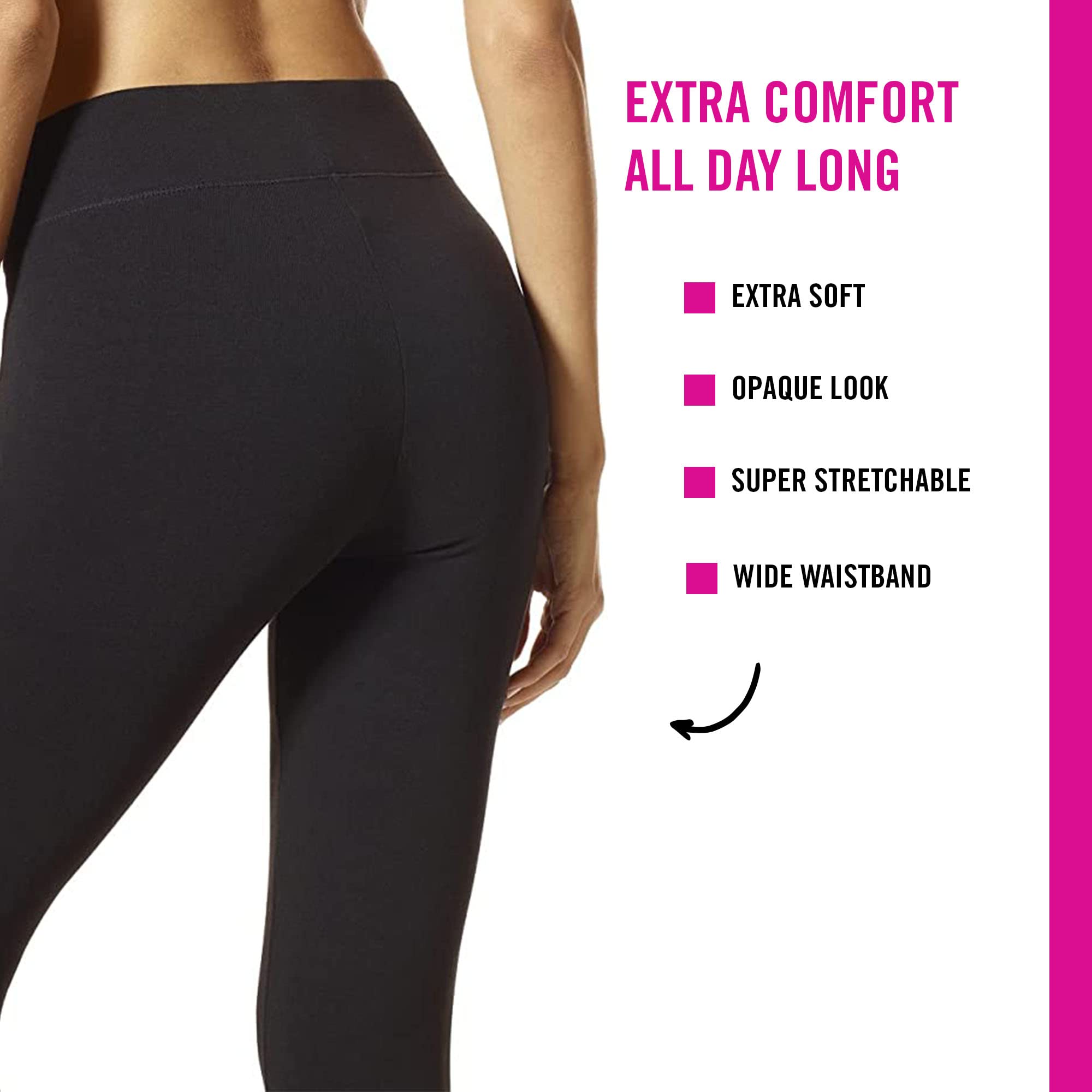 HUE Women's Cotton Ultra Legging With Wide Waistband, Assorted Hosiery, Black, 1X US