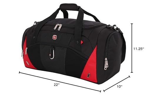 SwissGear 1900 Travel Duffle Bag, Black/Red, 22-Inch