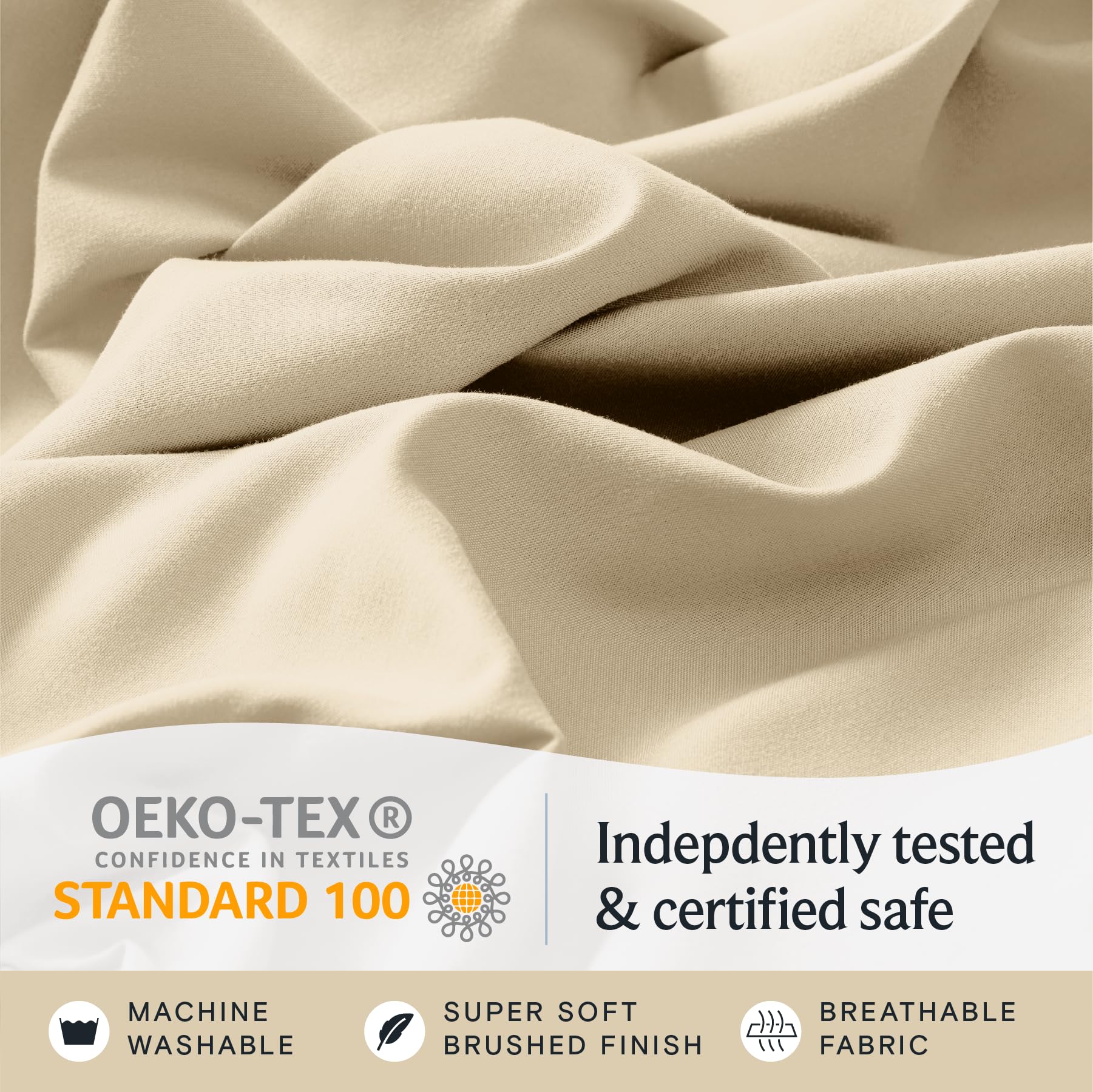 LuxClub 4 PC Full Size Sheet Set Deep Pockets 18" Wrinkle Free Cooling Sheets Machine Washable Hotel Bedding Silky Soft - Cream Full