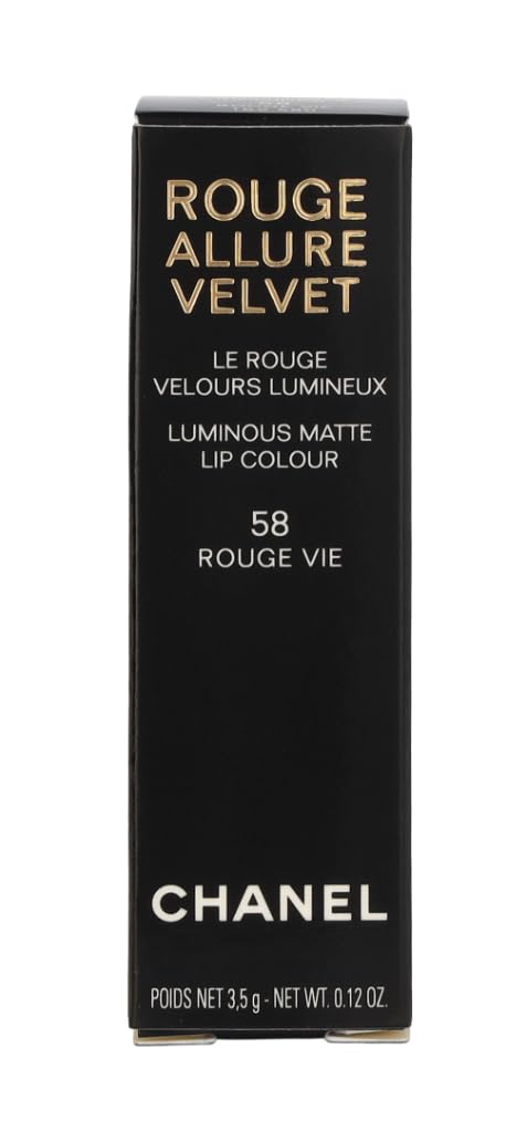 Chanel Rouge Allure Velvet Luminous Matte Lip Colour - 58 Rouge Vie for Women - 0.12 oz Lipstick