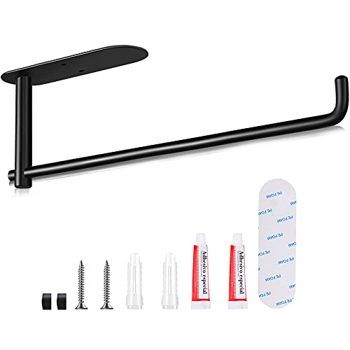 Yowmins Paper Towel Holders, Paper Towel Holder Under Cabinet, Camper RV Paper Towel Holder, Paper Towel Rack for Kitchen, Stainless Steel 13 inch, Black