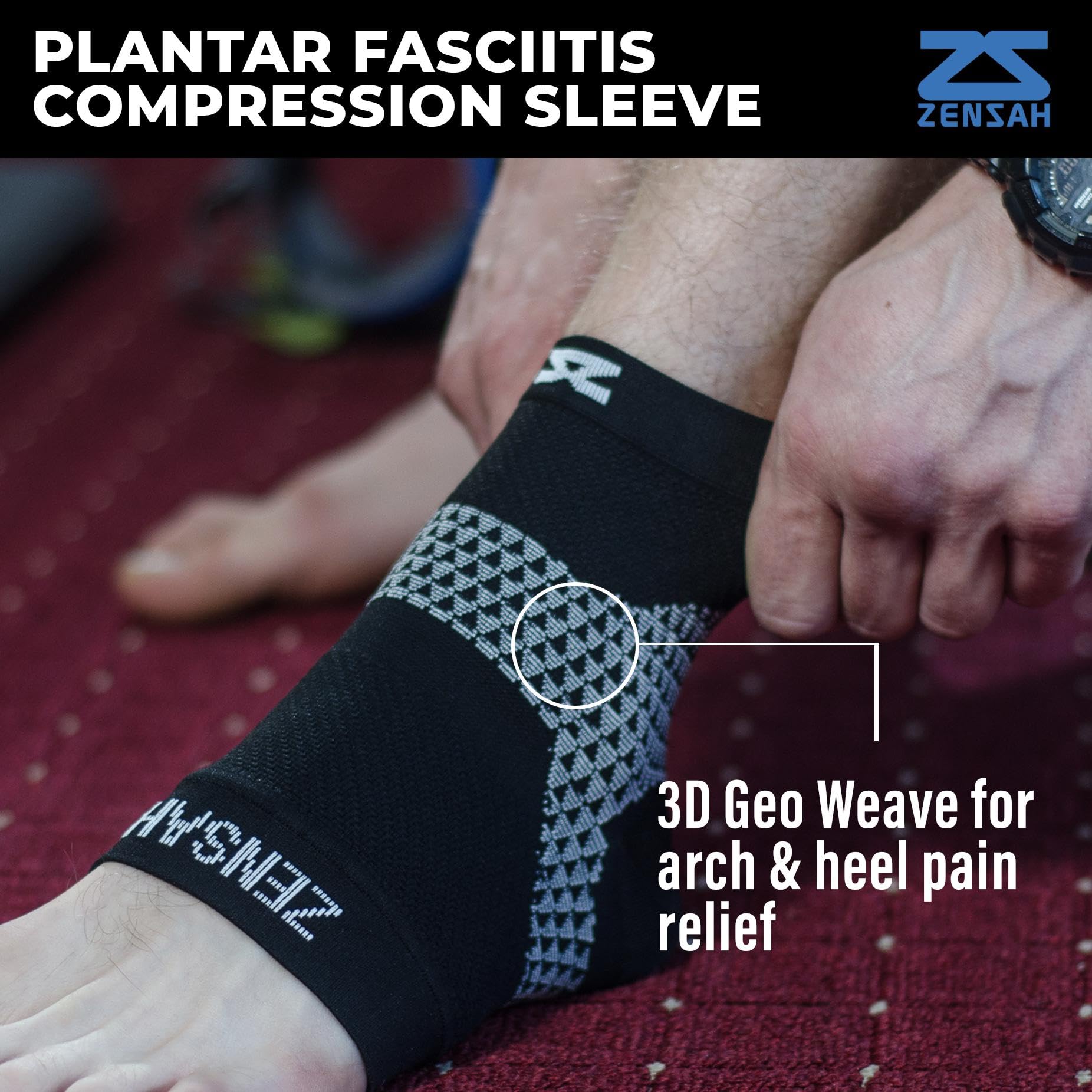 Zensah Plantar Fasciitis Compression Foot Sleeve Plantar Fasciitis Sock, Beige, Small, 1 Single Sleeve - Beige (6324)