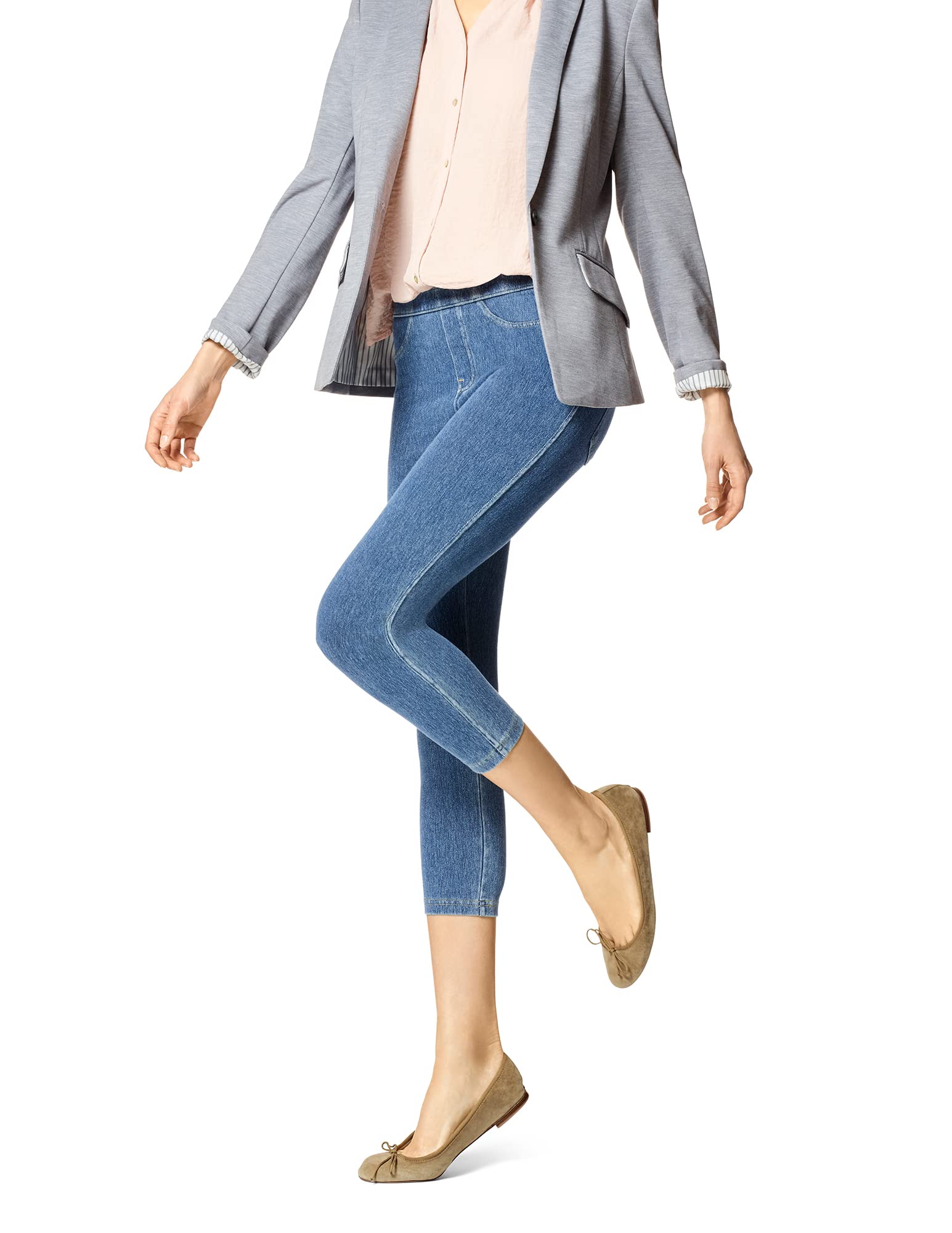 No nonsense womens Classic Denim Capri With Pockets leggings pants, Light Denim, Small US