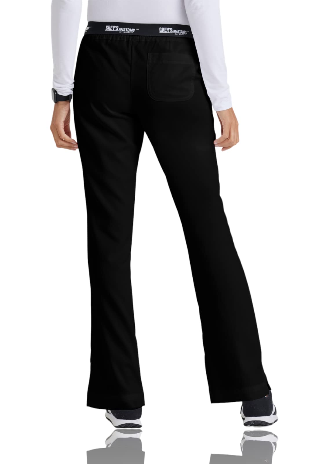Grey's Anatomy 4275 3 Pkt Logo Waist Pant with Drawstring (Black, XX-Small)