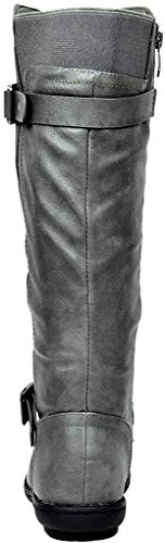DREAM PAIRS Women's Faux Fur-Lined Knee High Winter Boots Fall Tall Boots,Size 10,Grey,TRACE