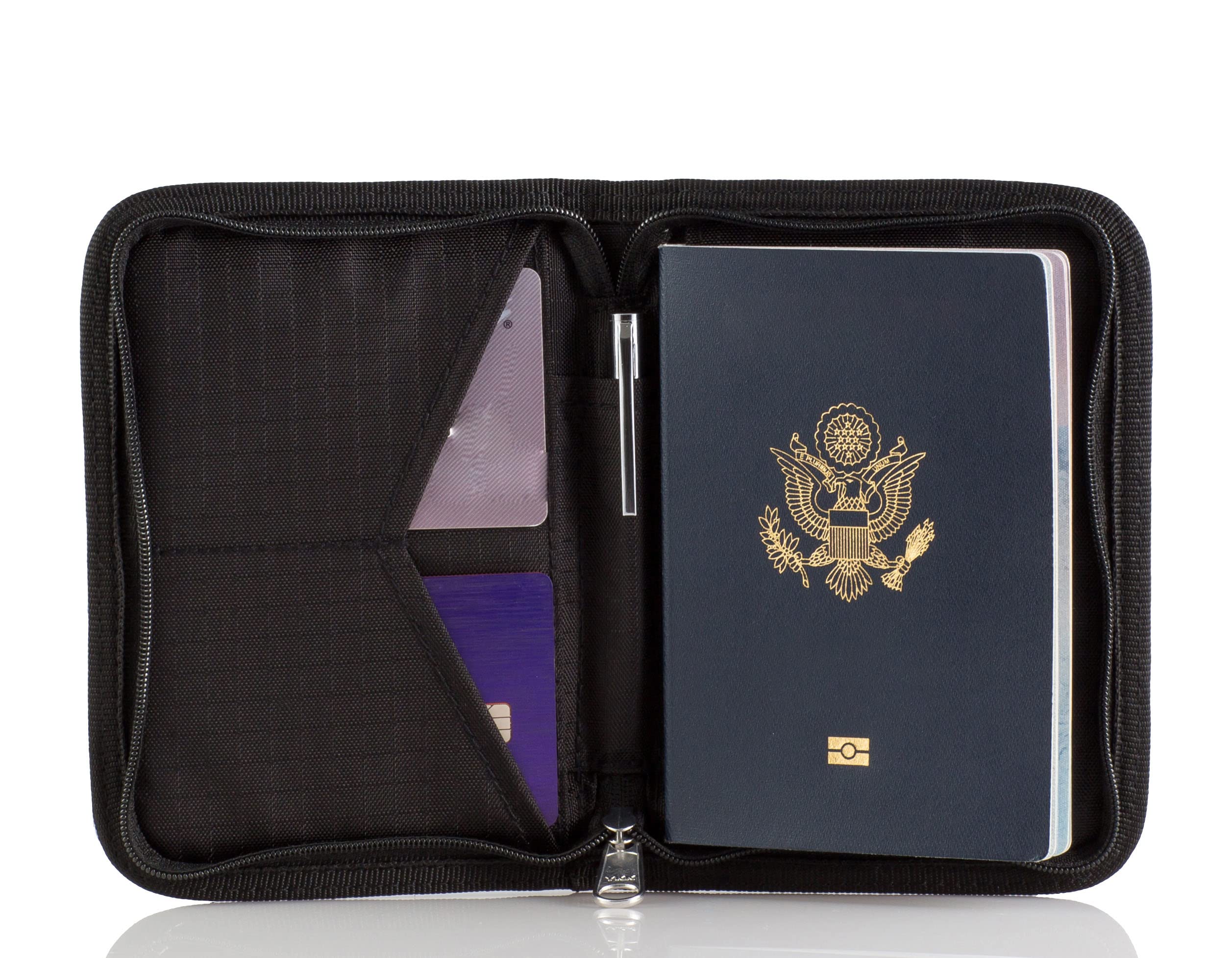 Passport Holder & Travel Wallet with RFID Blocking - Premium Document Organizer Case for Men and Women - Holds Passports, Cards, Tickets, ID, Cash - Compact Zippered Wallet - Midnight
