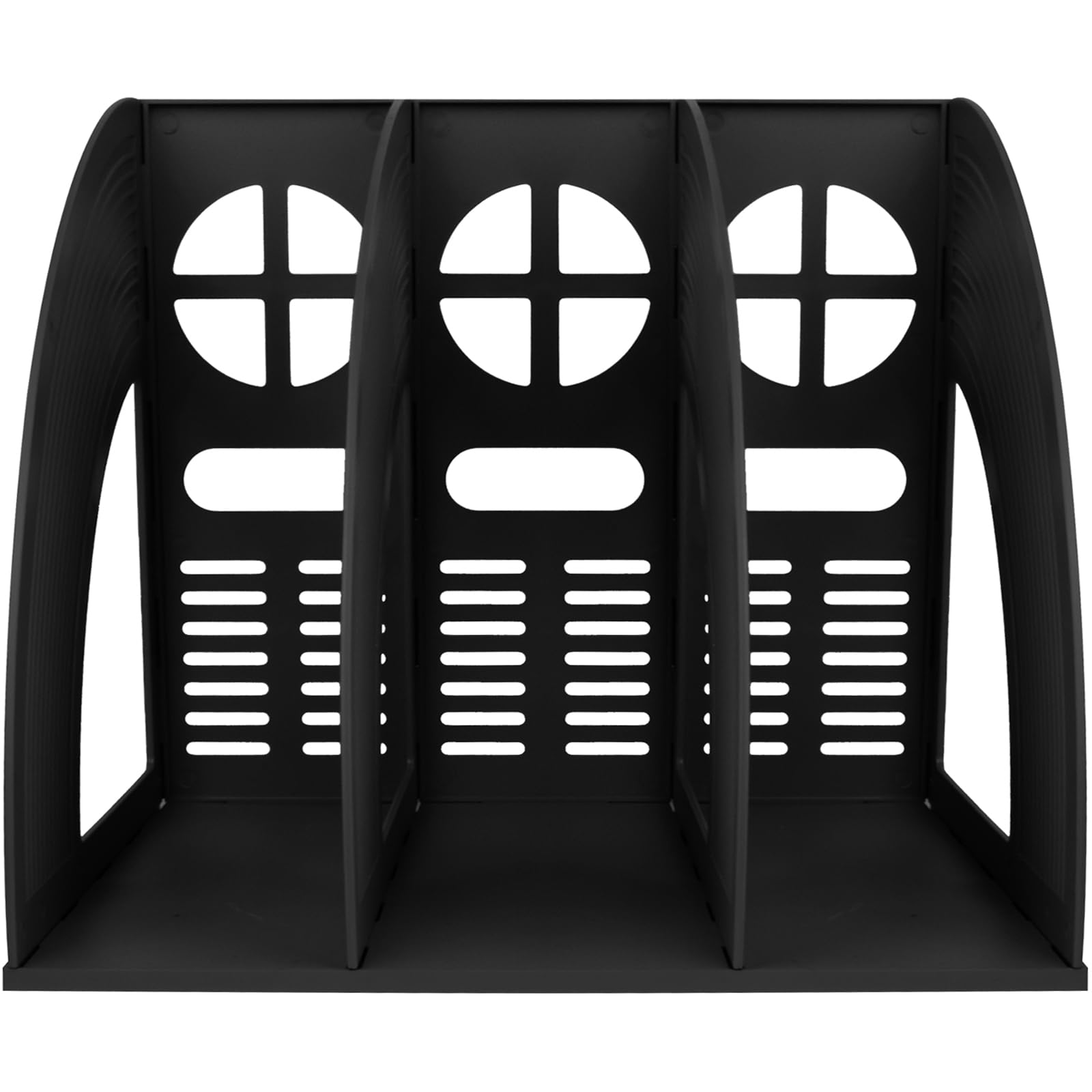 SAYEEC Magazine Holder Sturdy Binder Holder Desk File Sorter Plastic File Folder Organizer Stand Book Shelf Dividers Vertical Storage Rack Desktop Bookshelf Display Box for Office School Home (Black)