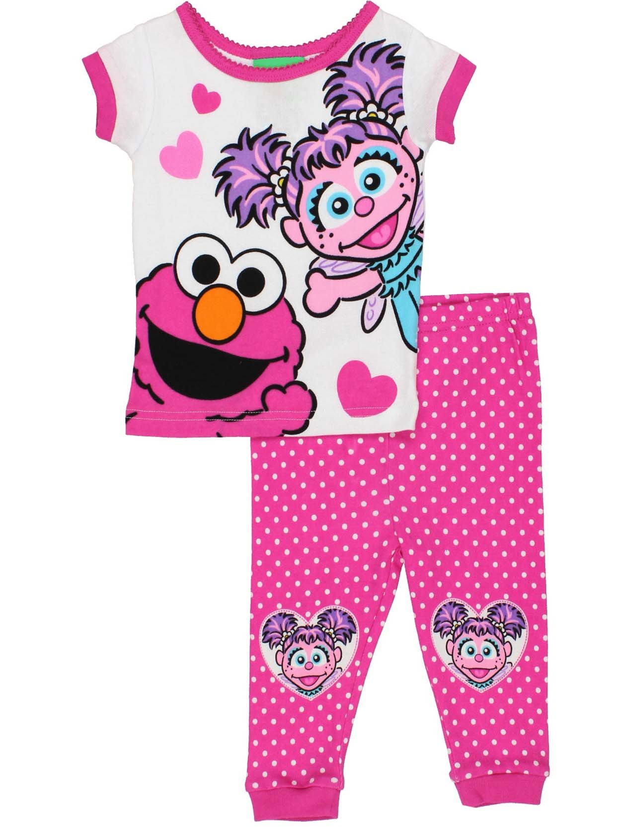 Sesame Street Elmo and Abby Cadabby Toddler Girls Cotton Pajamas Set (3T, Elmo Abby Pink)