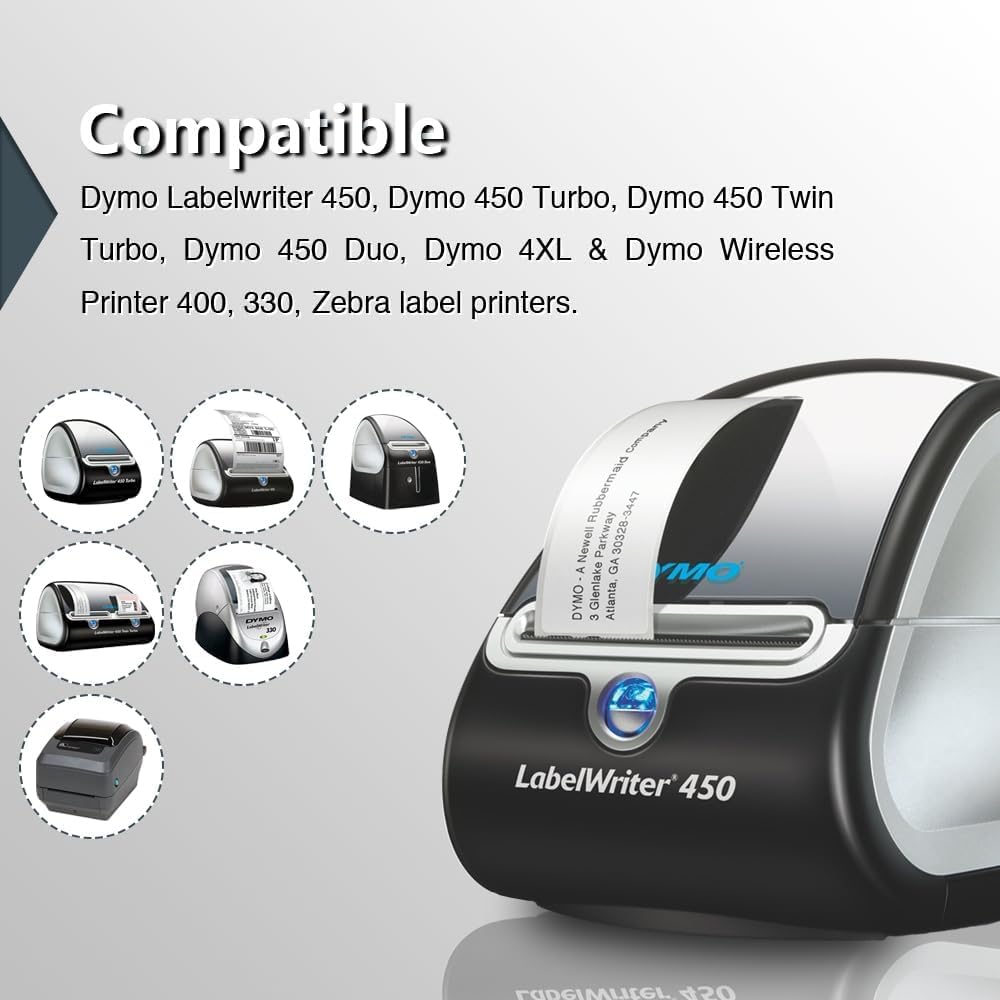 BETCKEY - Compatible DYMO 30252 (1-1/8" x 3-1/2") Address & Barcode Labels - Compatible with DYMO Labelwriter 450, 4XL, NOT Fit 550 & 5XL [1 Rolls/350 Labels]