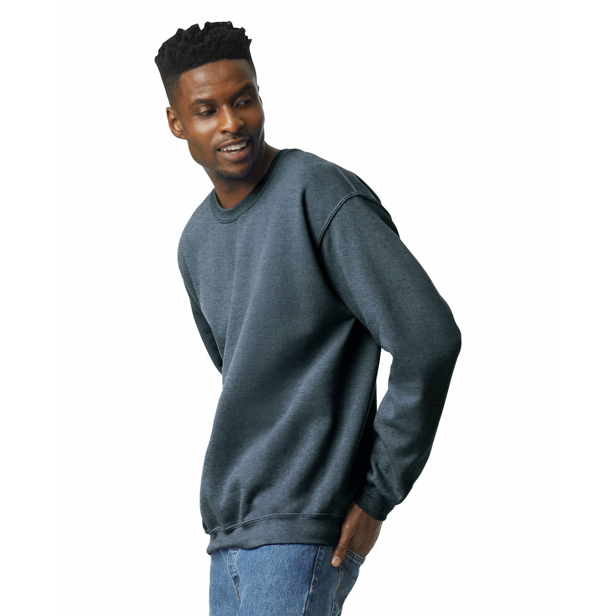 Gildan Adult Fleece Crewneck Sweatshirt, Style G18000, Multipack, Dark Heather (1-Pack), Medium