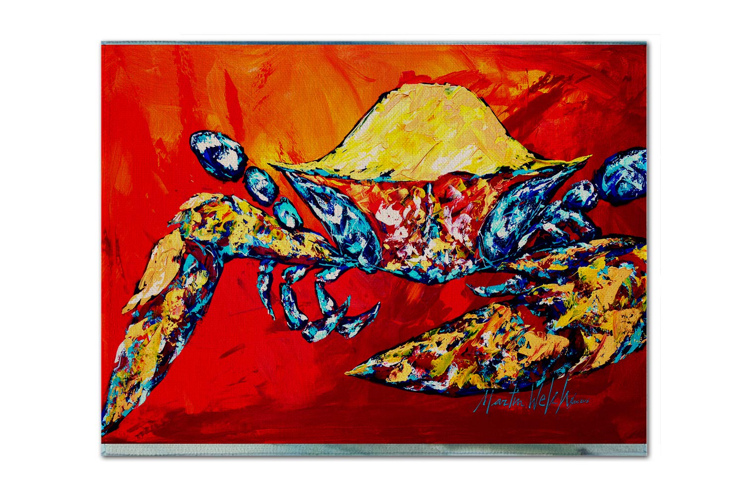 Caroline's Treasures MW1208PLMT Bring it on Crab in Red Fabric Placemat Washable Placemat Dinner Table Decor No Ironing Linen Look