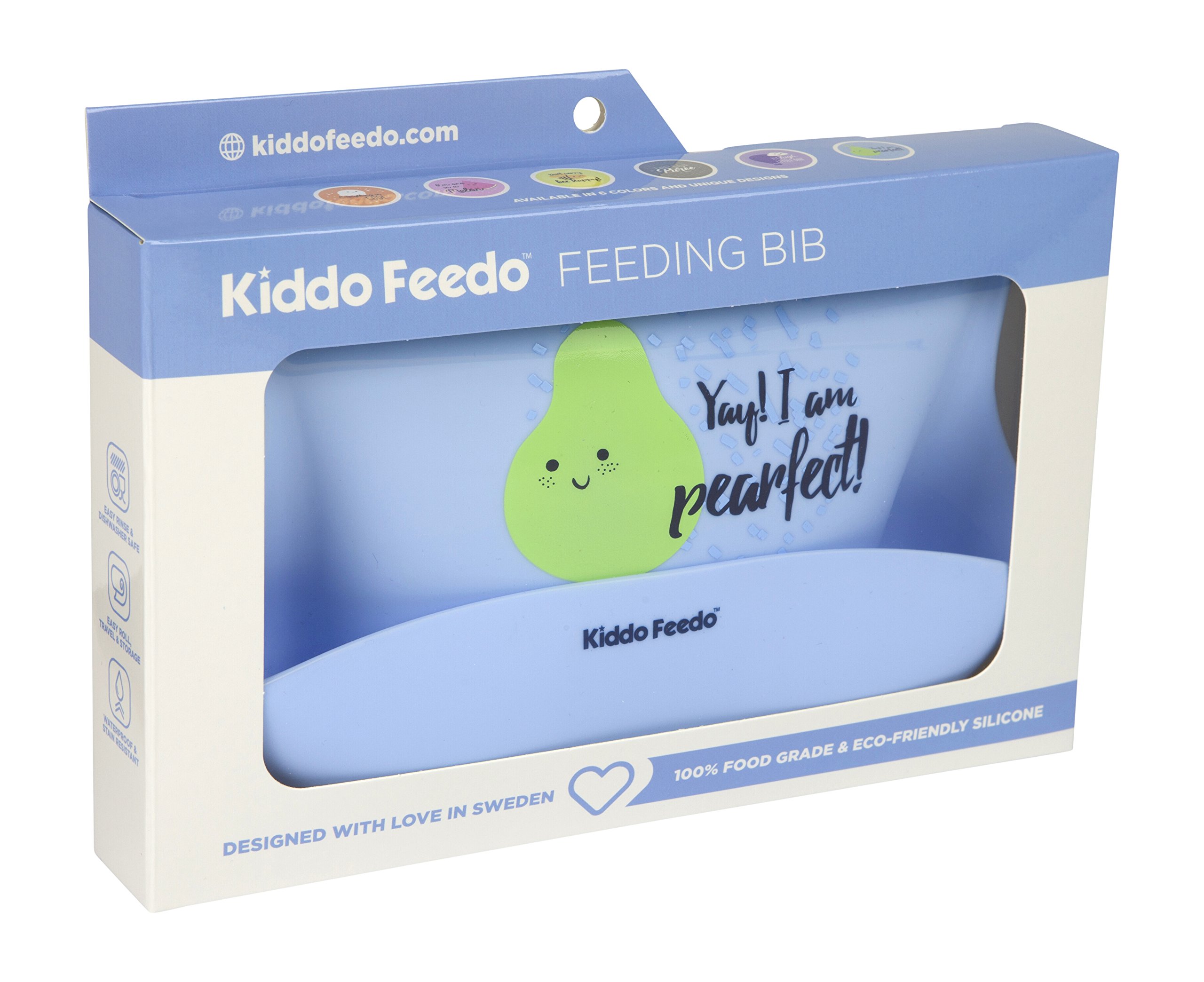 Kiddo Feedo Silicone Baby Bib, Unisex Designs for Boys and Girls, Waterproof and Easy to Clean, Blue