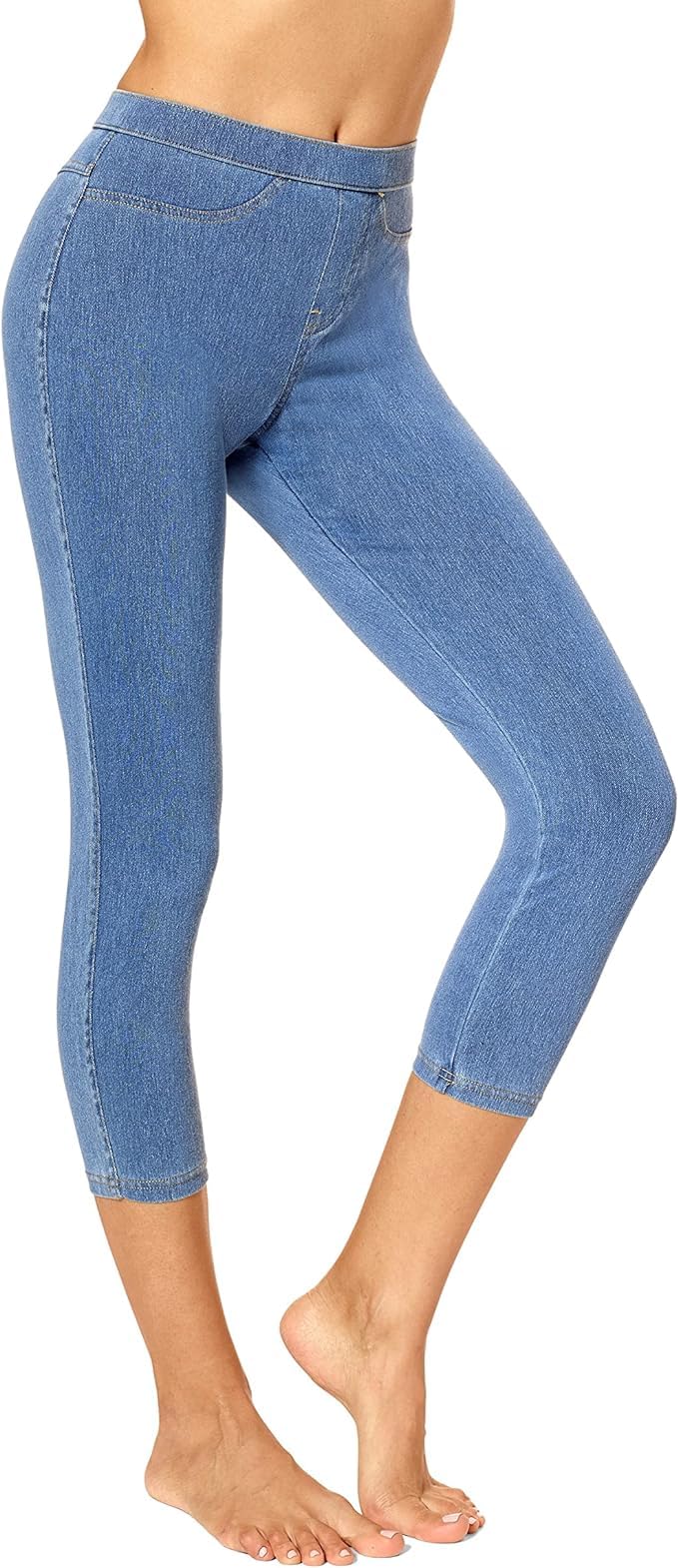 No nonsense womens Classic Denim Capri With Pockets leggings pants, Light Denim, Small US