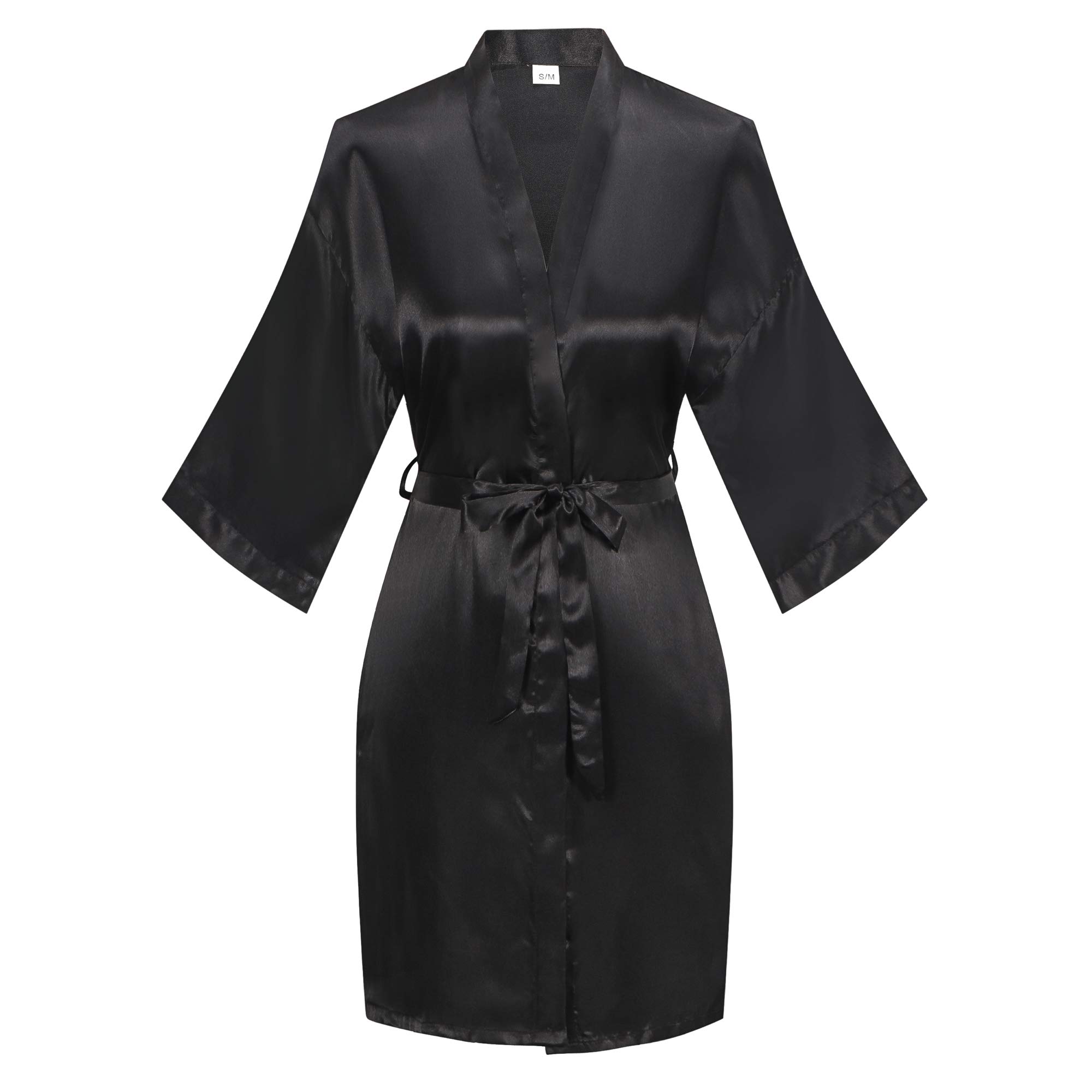 ExpressBuyNow Women's Kimono Robe Short ,pure color-Black ,XX-Large