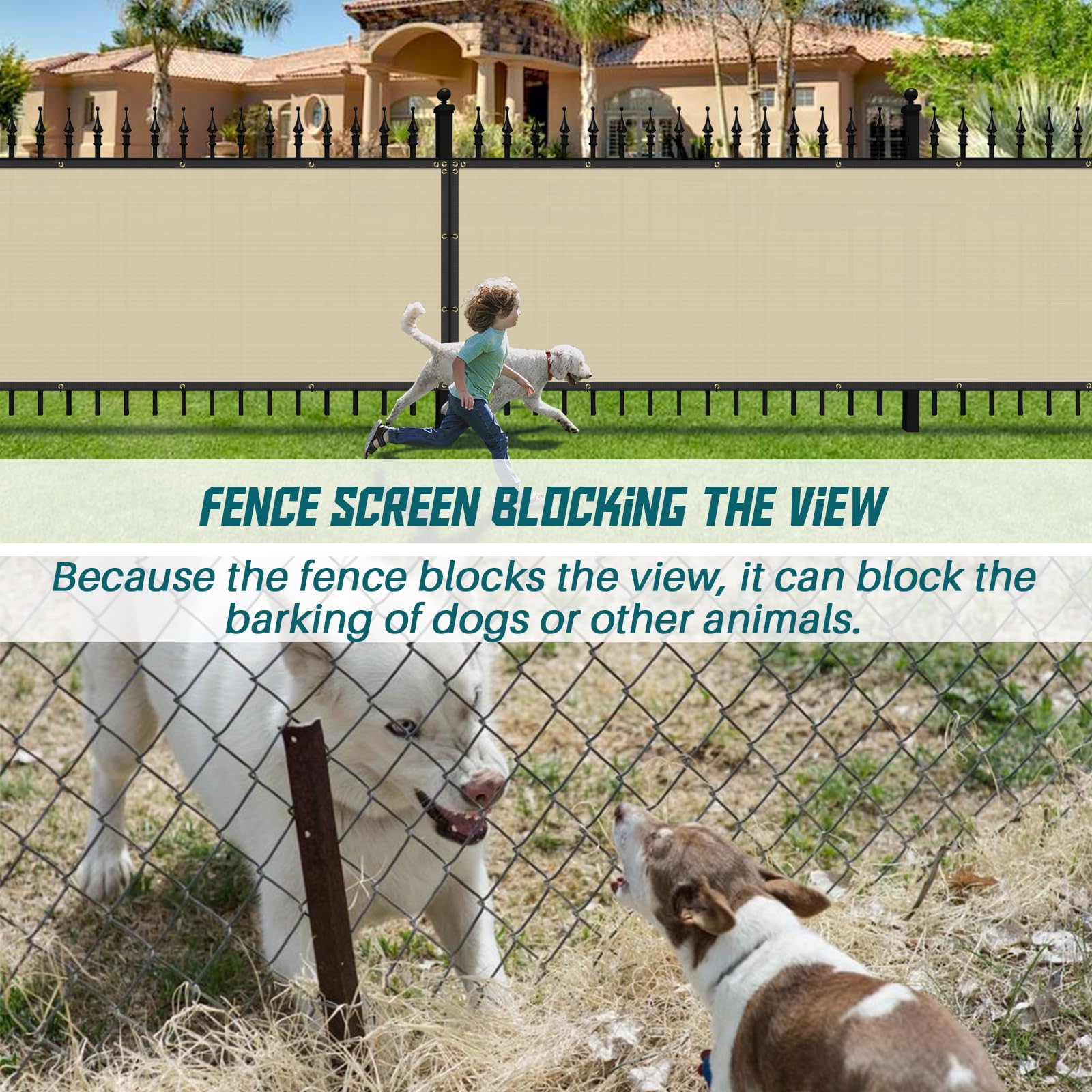 TANG 6' x 12' Beige Tan Fence Privacy Screen Fence Privacy Screen Windscreen Fence Netting Cover Privacy Blockage Excellent Airflow for Backyard Garden School with Zipties
